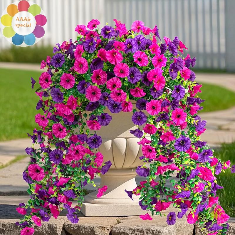 SEMEBY Artificial Morning Glory Wall Simulation Flowers Rattan Home ...