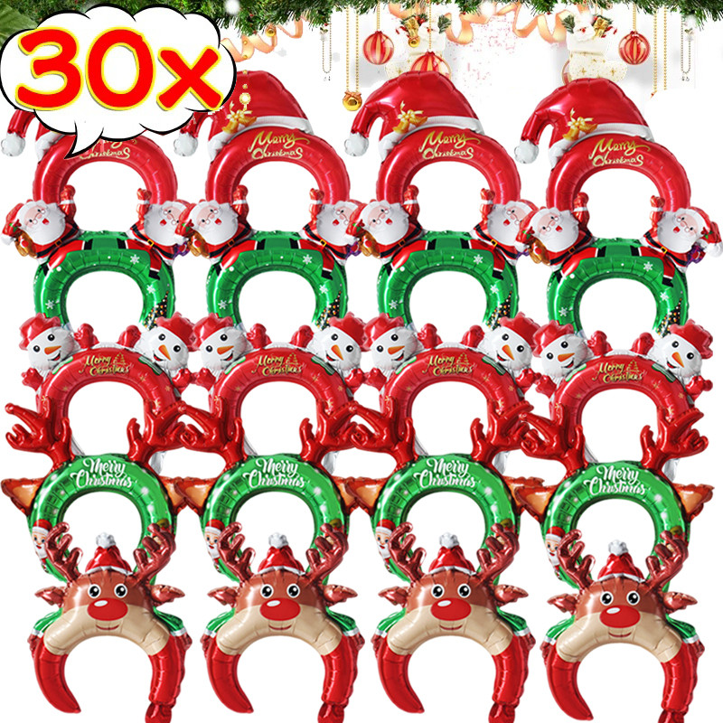 5-30pcs Christmas Aluminum Film Balloon Headbands - Cartoon Santa Claus ...