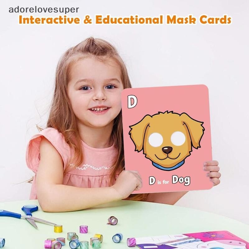 AD1PH Alphabet Flash Cards Animal Themed Animal Masks Cards 26 Pcs ...