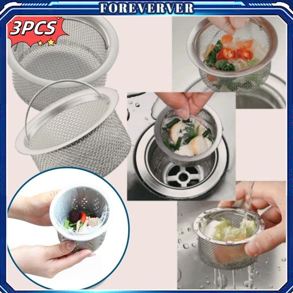 3PCS Kitchen Sink Filter Stainless Steel Mesh Sink Strainer Filter ...