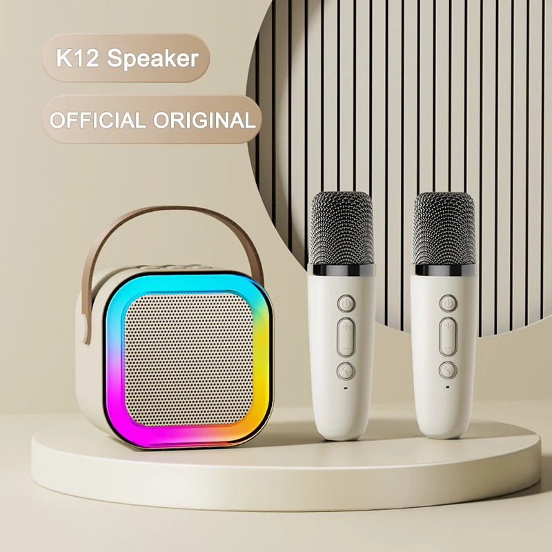 K12 Wireless Bluetooth Speaker Multifunction with 2 Microphone RGB Portable Music Player Karaoke ...