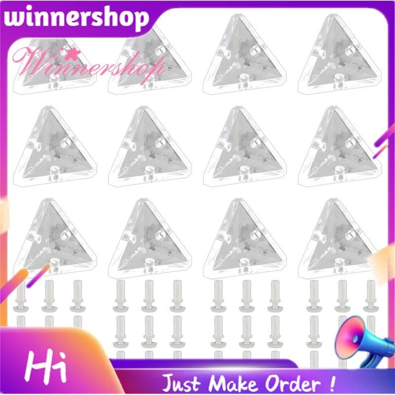 12Pcs Acrylic Corner Brackets with Semitransparent Screws Clear 3-Hole ...