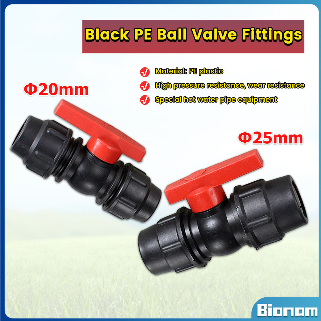 Bionam Black Pe Compression Ball Fittings Valve Water Pipes Stop Valve ...