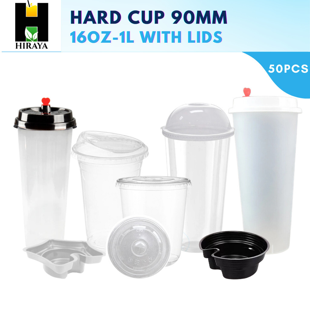 Hard Cup 90mm 16oz / 22oz / 1L with or without Lids (50pcs) Milktea ...