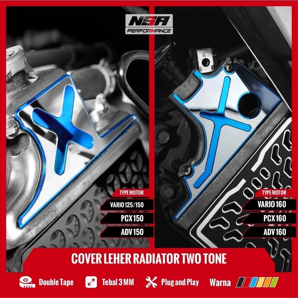 NSA TWO TONE RADIATOR NECK COVER HONDA (VARIO PCX ADV STYLO) Honda 125 ...