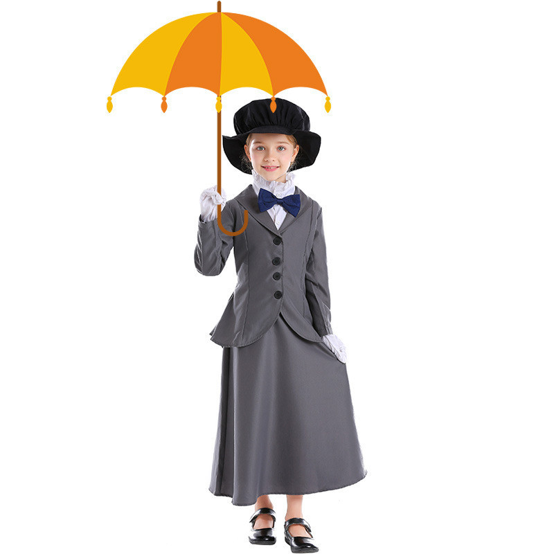 Girls English Magic Nanny Costume Kids Child Outfit Mary Poppins ...