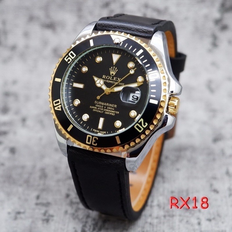 Pria Rolex Submariner luxury men's watch leather strap date diameter ...