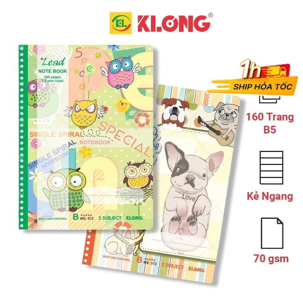 XO Klong B5 notebook 160 pages MS 572 with single spring horizontal ...