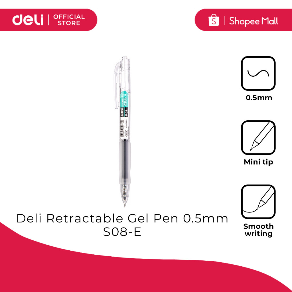 Deli S08-E Retractable Gel Pen 0.5mm | Shopee Philippines
