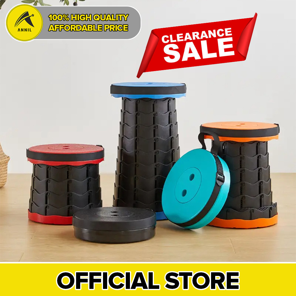 CLEARANCE SALE Folding Stool Adjustable Plastic Collapsible Telescoping ...
