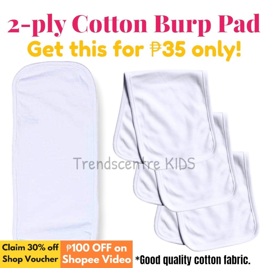 Burp Pad for Newborn Baby Infant Plain White Cotton Back Towel Burp ...