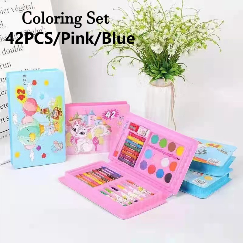 42 pcs Kids Coloring Set Painting Water Color Crayon Drawing Set Art ...