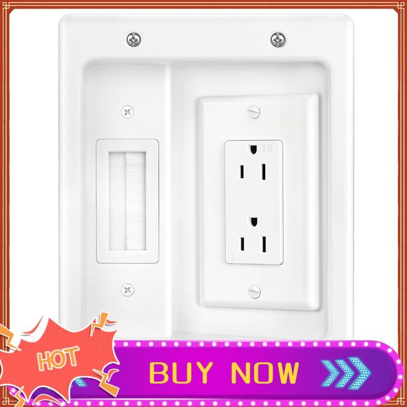 Recessed Outlet Box in Wall Cable Management Kit 15A 125V Hide TV Power ...