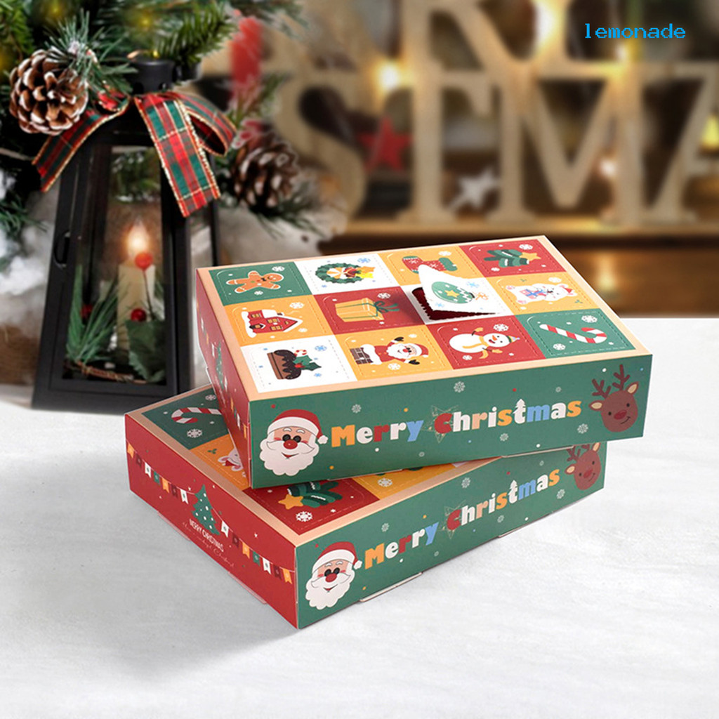 LEM-5Pcs Christmas Empty Gift Box 12 Grids Funny Poke with Finger DIY Kids Countdown Advent ...