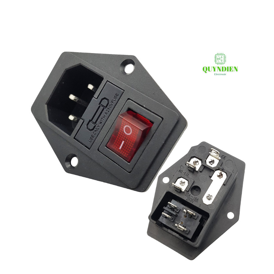 Ac-01a 250V-10A Power Socket With Built-In Switch With 1 Fuse-LinhKien ...