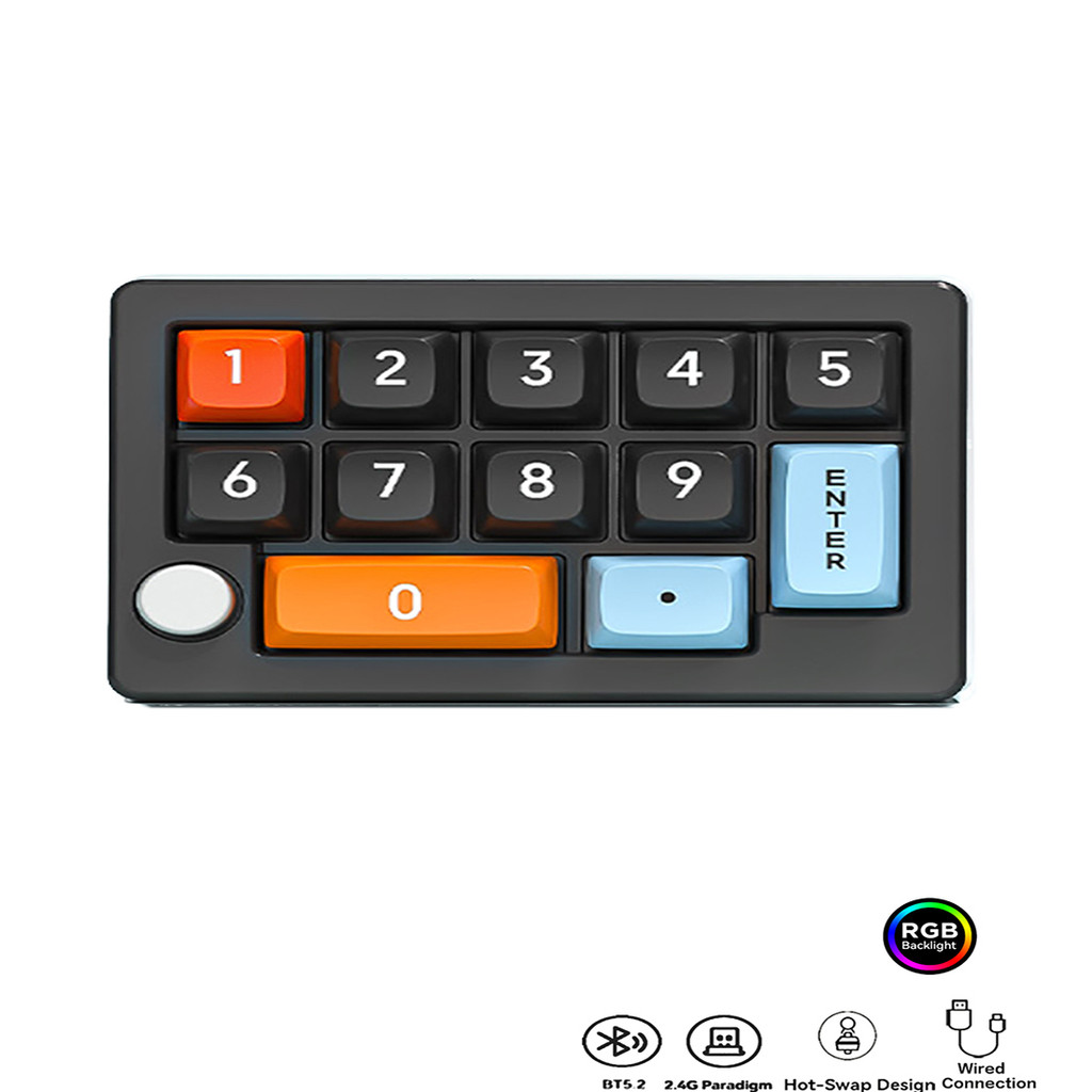 Bluetooth Tri-Mode Wireless RGB Backlit Number Keyboard Mechanical ...