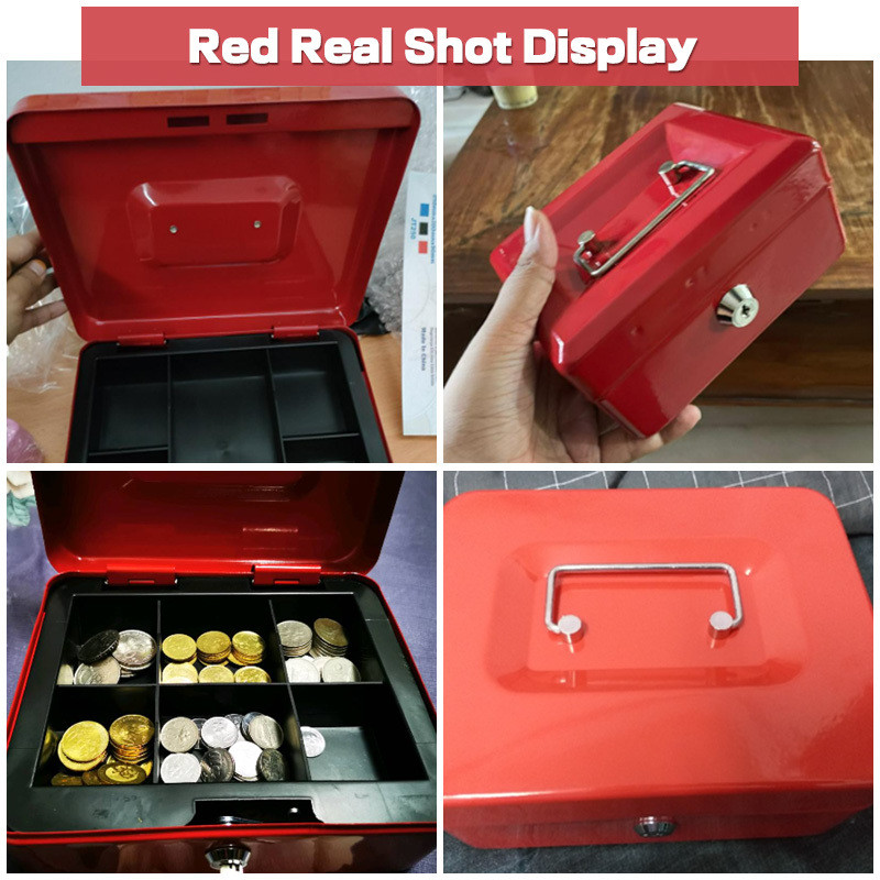 【Ship in 24h】4 Size Cash Box with key Portable Vault Money Box Safe Box ...