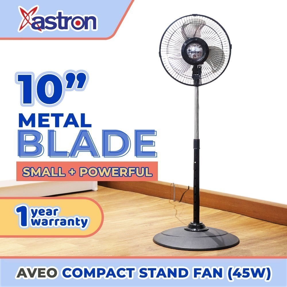 Astron Aveo Stand Fan with 10" Metal Blade Black Electric Fan | Shopee ...