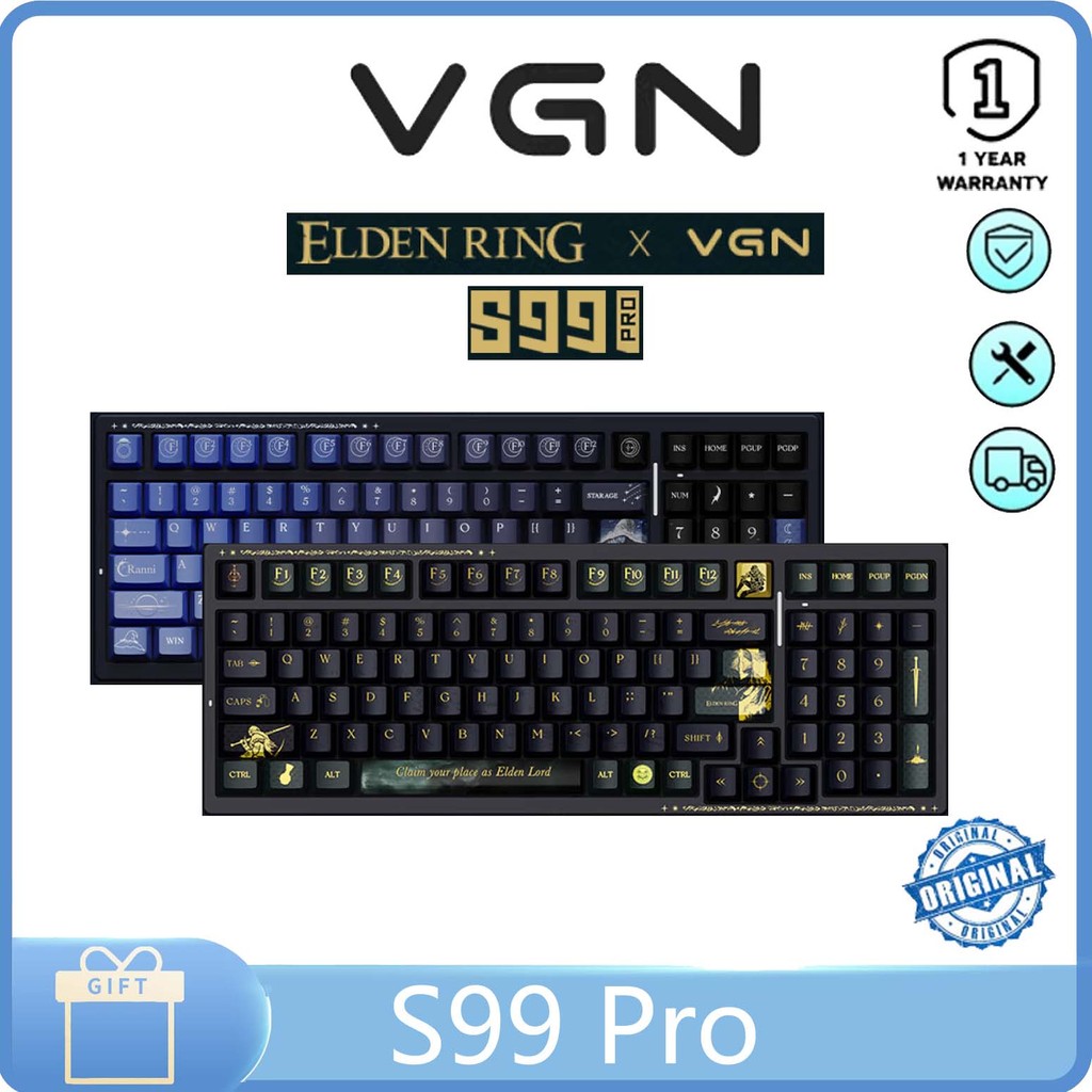 VGN S99PRO Elden Ring Bluetooth three mode single key slotted GASKET structure Aluminum turd ...