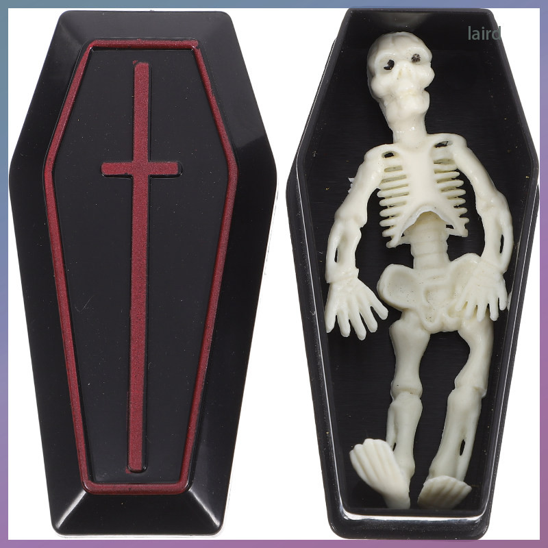 Halloween Mini Coffins with Skeleton Decor Skull Caskets Ornaments ...