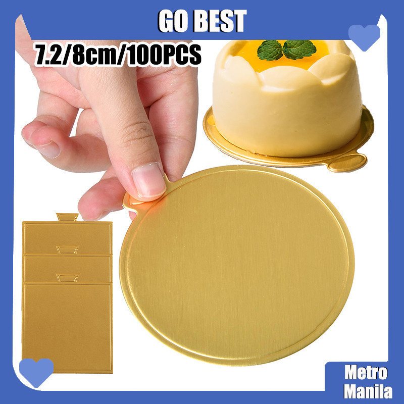 100pcs Gold Cake Paper Base Mousse Cake Board With Handle Mini Cake ...