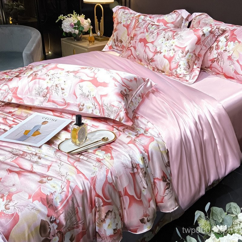 I9EKLight Luxury22MMI Silk Four-Piece Set Double-Sided Bare Sleeping ...