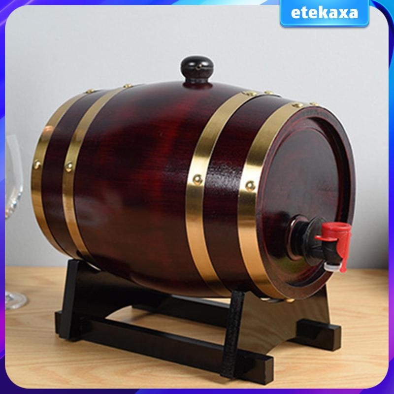 [Etekaxa] 1 Gallon (5L) Oak Aging Barrel with Stand, Wooden Barrel ...