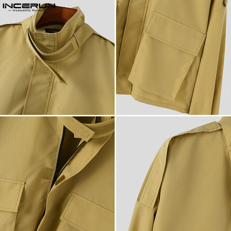 INCERUN Men Vintage Three-Dimensional Pockets Zipper Casual Jackets ...