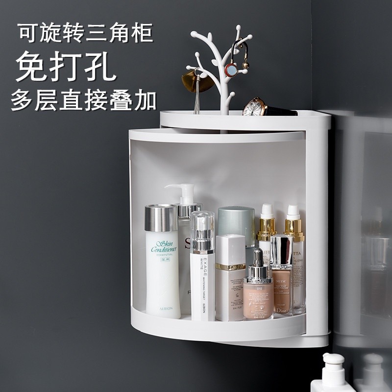 Bathroom corner rack kitchen toilet rotating shelf triangle storage ...