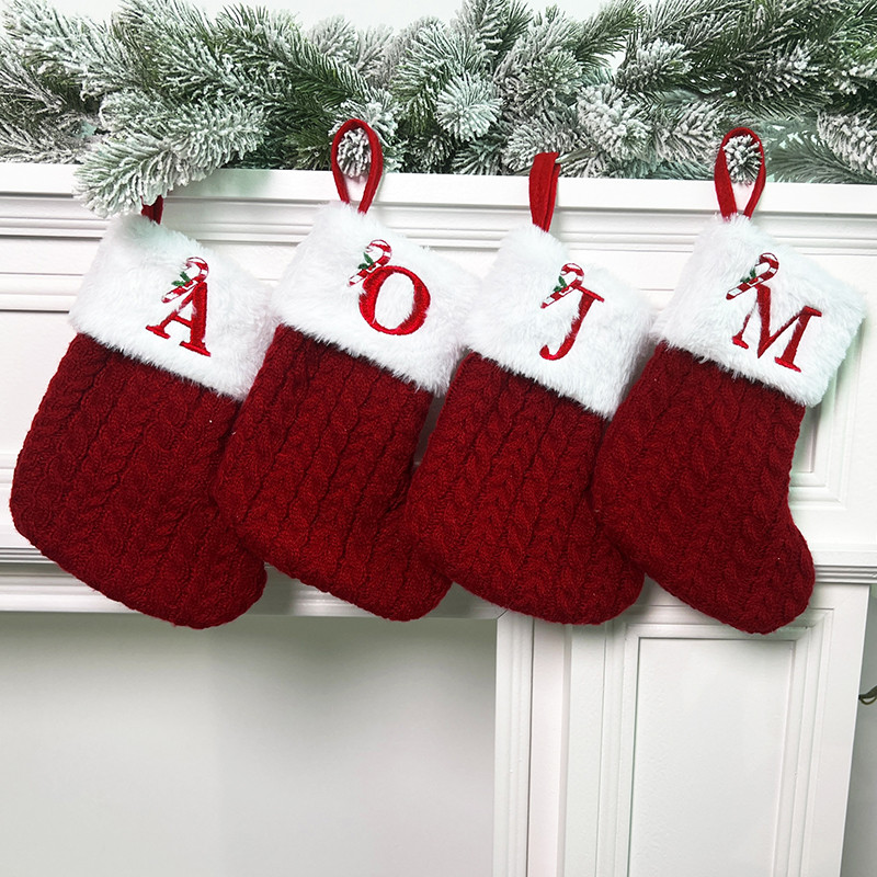 Alphabet Christmas Socks Decorations Candy Stocking Xmas Tree Ornaments ...