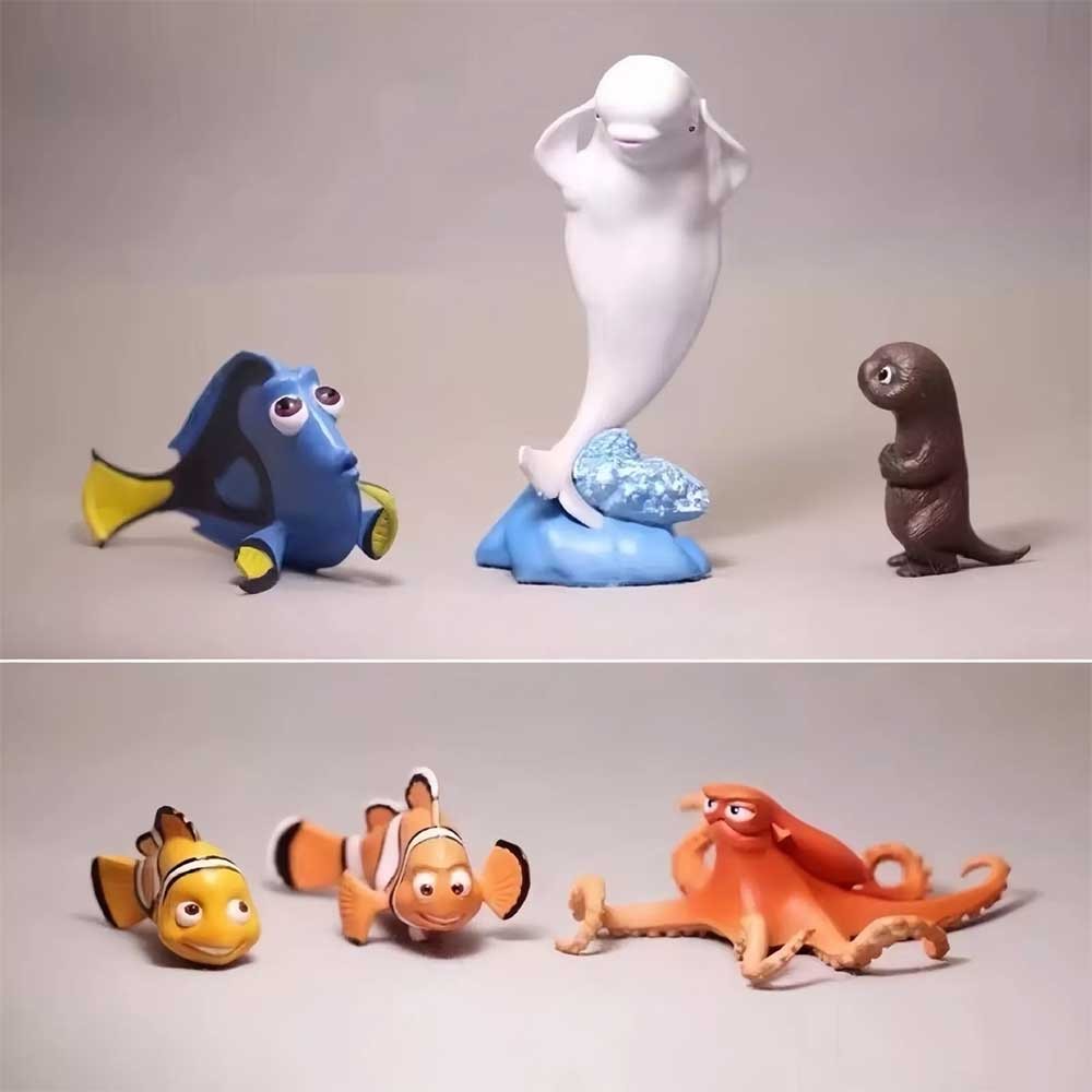 6 Disney cartoon "Finding Nemo" action figures Marlin Dory, Hank Bailey ...