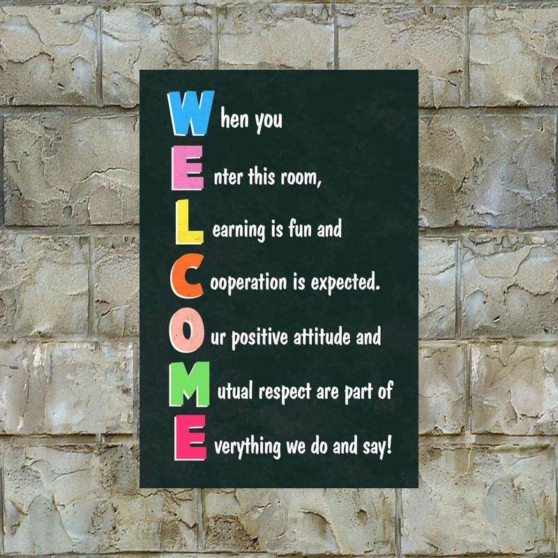 Classroom Sign Welcome Teacher Motivational Inspirational Rules ...