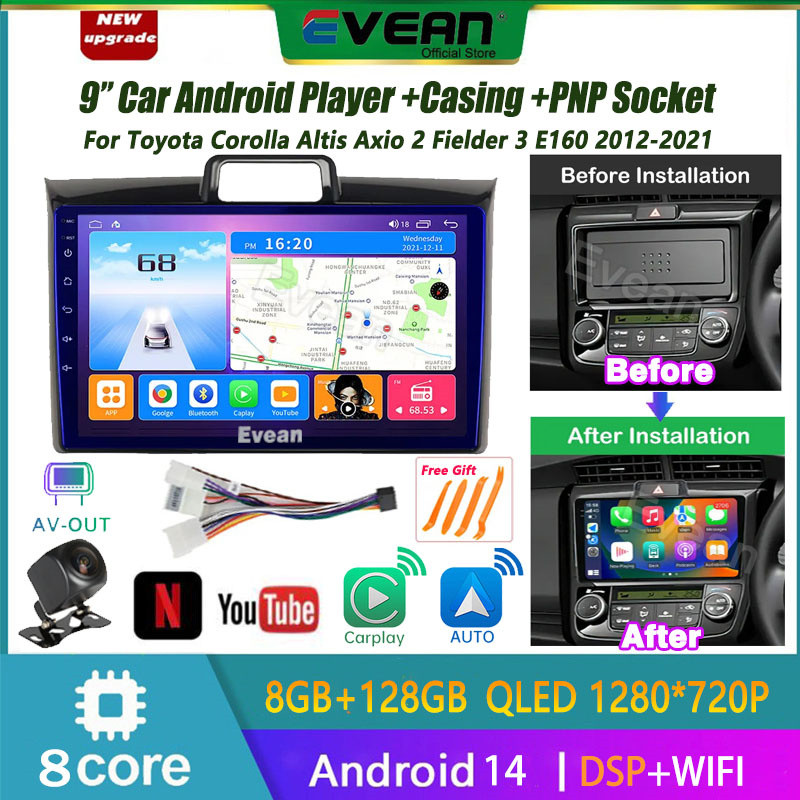 (8 Core 8GB+128GB ) Evean 9"Car StereoAndroid Player For Toyota Corolla ...