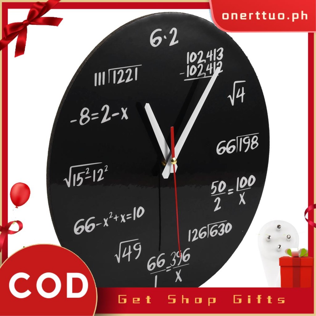 Math Wall Clock , Math Formulas Clock Quiz Clock in Black and White ...