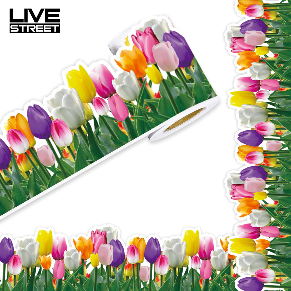 LVST_ Flower Trim Border Tulip Flower Paper Colorful Tulip Flower ...
