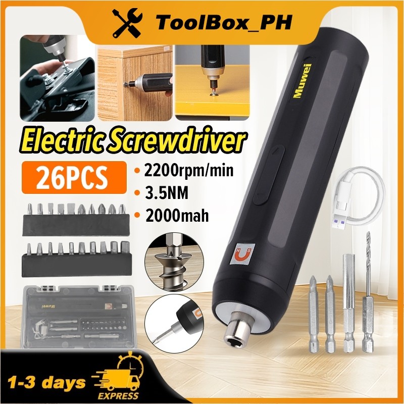 Electric Screwdriver Cordless Screwdriver Tool Kit 4/26PCS Set ...