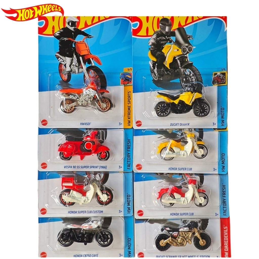 Hot Wheels Motorcycle Diecast Toy Set – Harley, Ducati, Honda, Vespa 1: ...