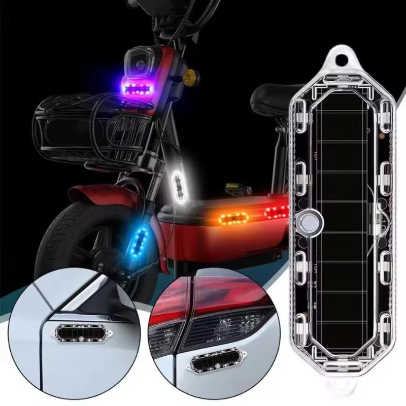 Car Solar LED Warning Light Strobe Blinker Night Ride for Motorcycle ...