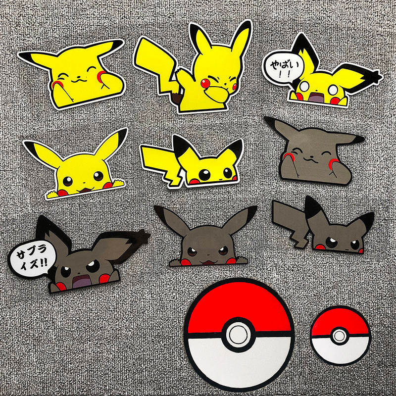 Reflective Pikachu Bumper Stickers Car Window Stickers Dark Version ...