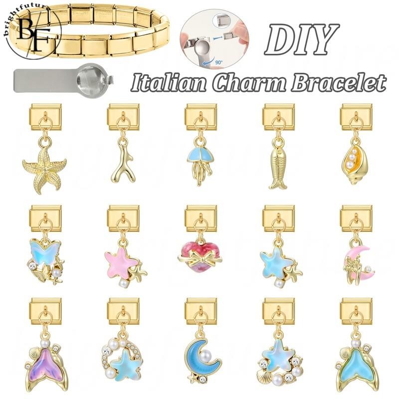 Blue Starfish Moon Fishtail Pendant Italian Charm Bracelet Fit 9mm ...