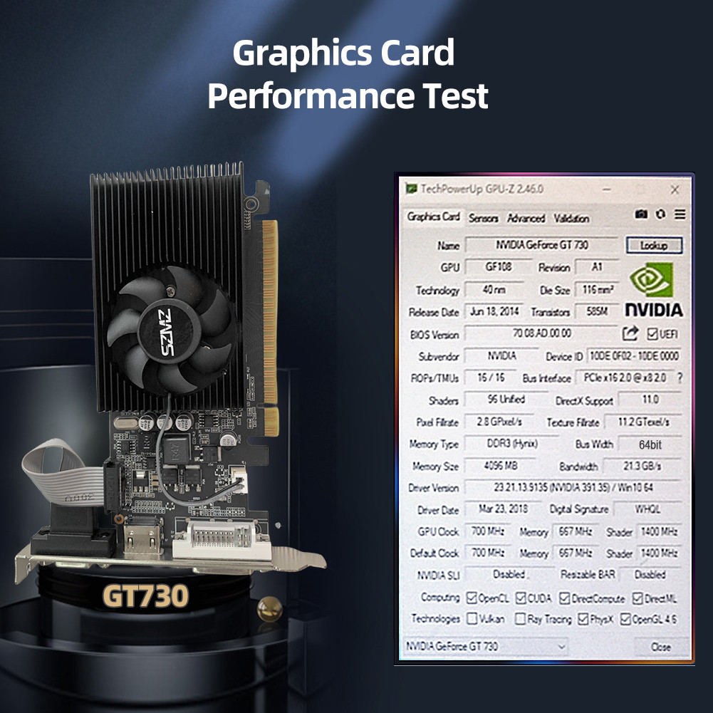 ** GT730 4GB DDR3 Graphics Card with HDMI-Compatible VGA DVI Port Low ...