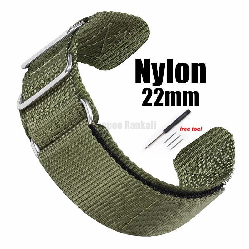 New Sports Nylon Loop Watch Strap 22mm Universal Watch Replacement ...