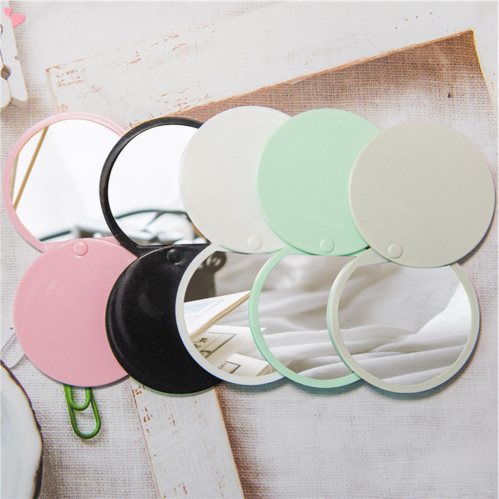 Round Portable Cosmetic Mirror Sliding Folding Mirror Girls Carry-on ...