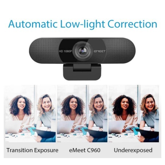 eMeet C960 Web Camera (1080P 2K Webcam with Microphone, 2 Mics ...