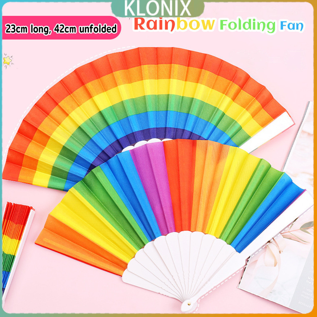 7 inch Children's Craft Folding Fan Rainbow Flat Fans Kindergarten ...