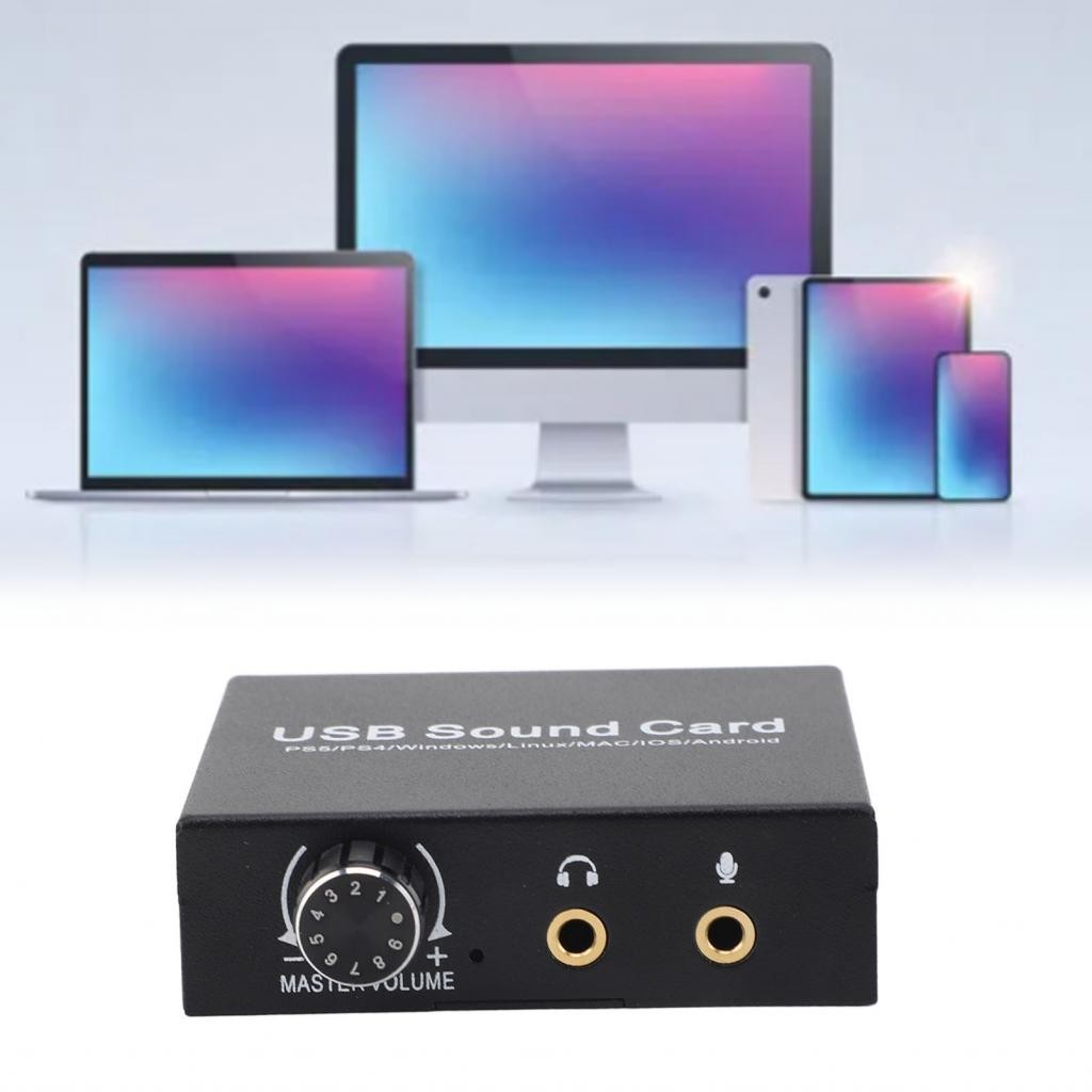 Bamaxis USB Sound Card External Stereo Adapter Plug and Play Electret ...