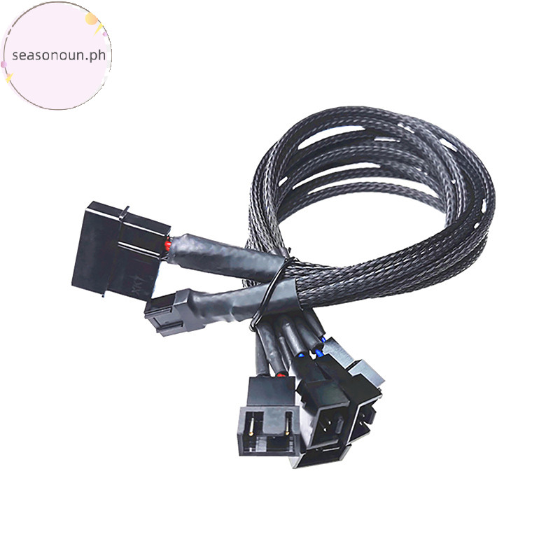seasonoun New 4 Pin Pwm Fan Cable 1 To 5/4/3/2/1 Ways Splitter Black ...