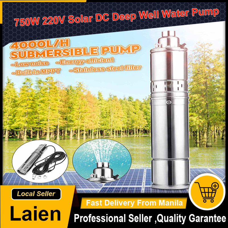 750W 220V Solar DC Deep Well Water Pump Stainless Steel Solar PV Pump ...
