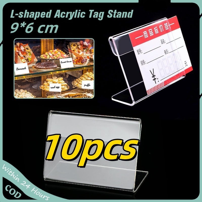 10pcs Acrylic Sign Holder Clear Plastic Table Top Name Card Price Tag ...