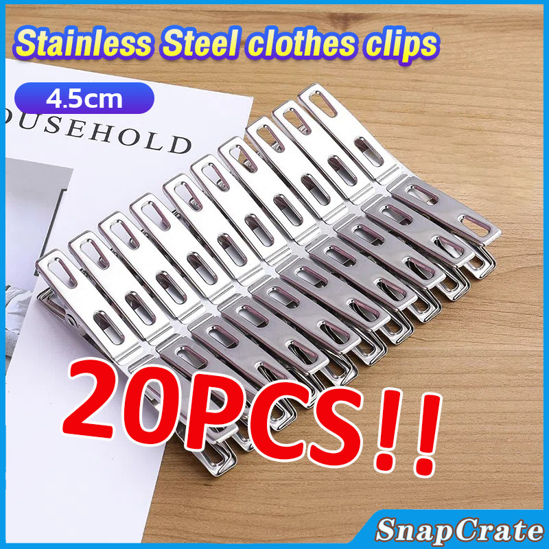 Snap 20Pcs Clothes Clips Stainless Steel Metal Sealing Clip Socks ...